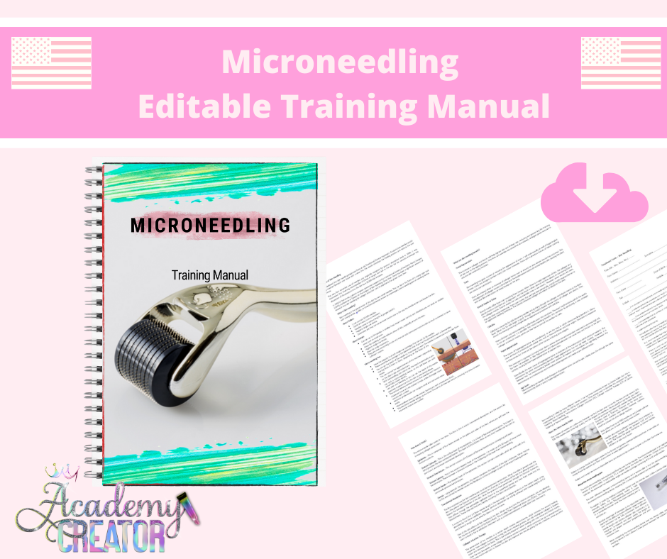 Microneedling Editable Training Manual DIGITAL DOWNLOAD USA